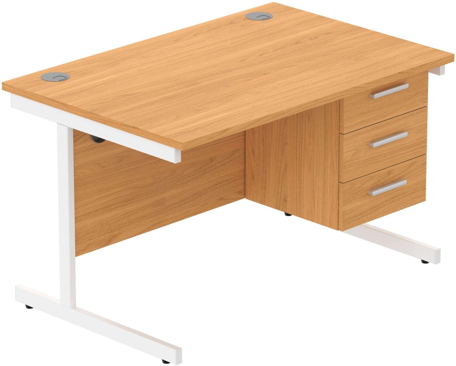 Gala Single Upright Rectangular Desk with 3 Drawer Fixed Desk Pedestal ...
