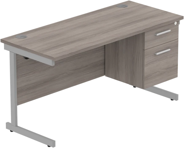 Gala Single Upright Rectangular Desk with 2 Drawer Fixed Desk Pedestal ...