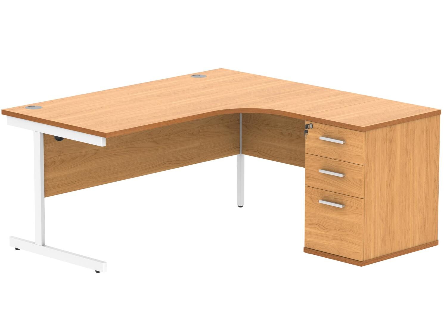 Gala Single Upright Corner Desk with 3 Drawer Pedestal - 1600mm x ...